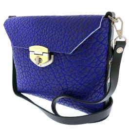 Cobalt Blue Bison Tall Leather Handbag